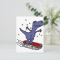 Funny T-rex Dinosaur Sledding Cartoon Postcard | Zazzle