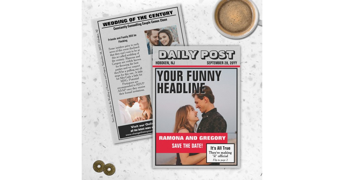Funny Tabloid Newspaper Wedding Save the Date | Zazzle