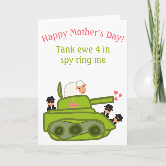 Funny tank ewe sheep pun cartoon Mother’s Day Card | Zazzle