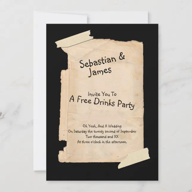 Funny Tatty Paper Humor Wedding Invitation | Zazzle