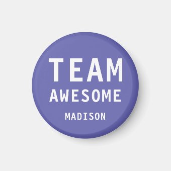 Funny Team Awesome Purple Personalized Name Magnet | Zazzle