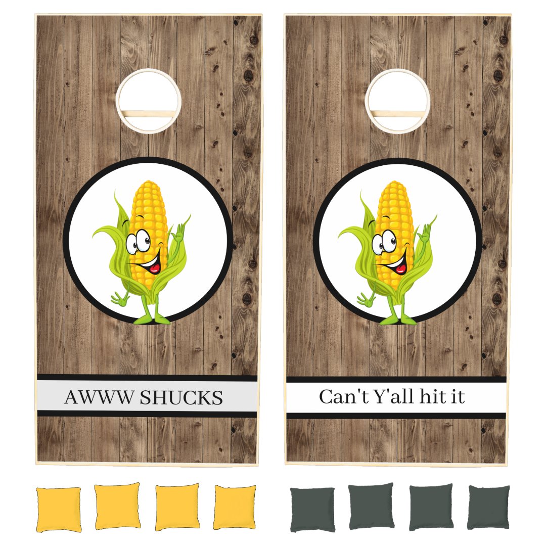 Funny Teasing corn add text Cornhole Set | Zazzle