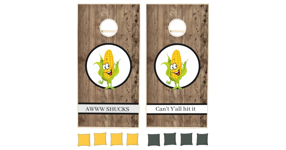 Funny Teasing corn add text Cornhole Set | Zazzle
