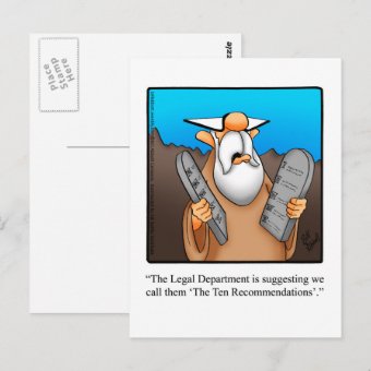 Funny "Ten Recommendations" Humor Postcard | Zazzle