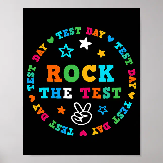 Funny Test STAAR Day Rock The Test Teacher Poster | Zazzle