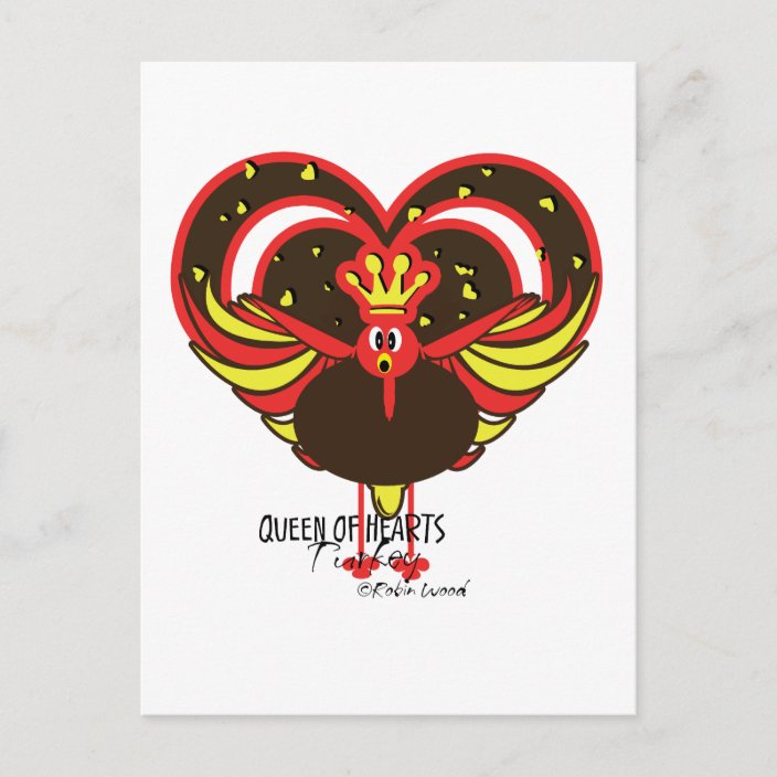 Funny thanksgiving cartoon turkeys - queen hearts holiday postcard ...