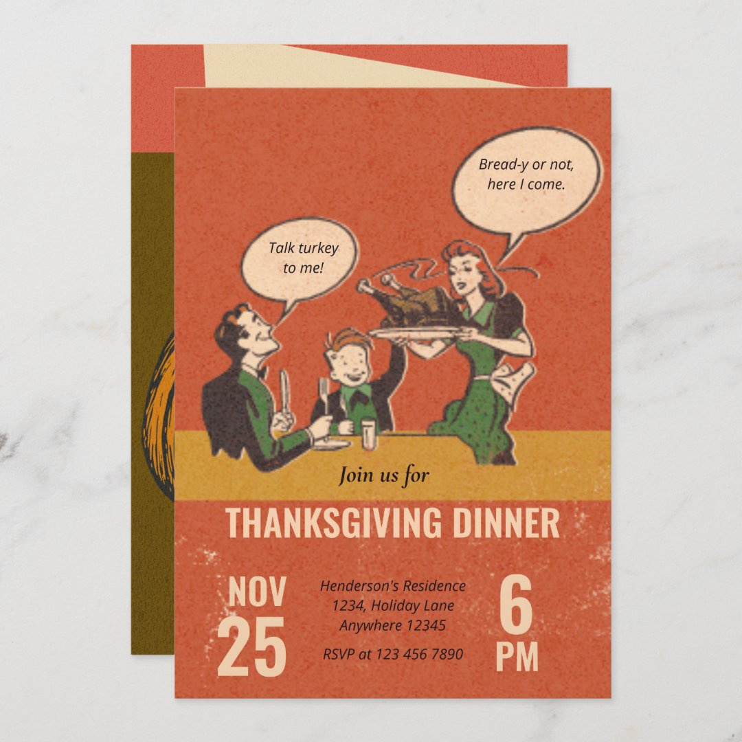 Funny Thanksgiving Dinner Party Invitation | Zazzle