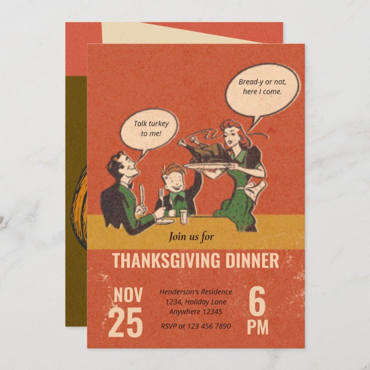 Funny Thanksgiving Dinner Party Invitation | Zazzle