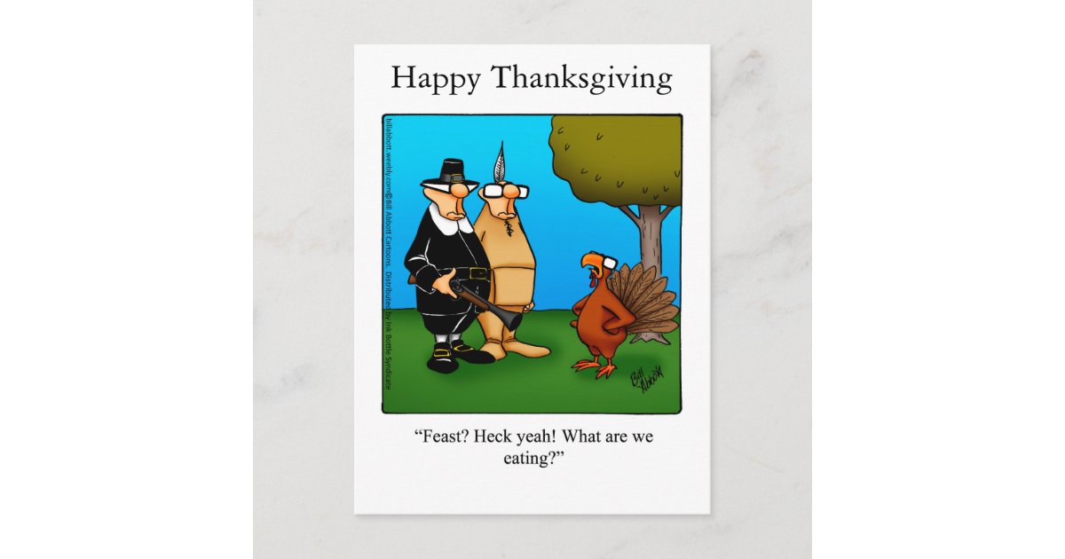 Funny Thanksgiving "Feast Heck Yeah" Postcard | Zazzle