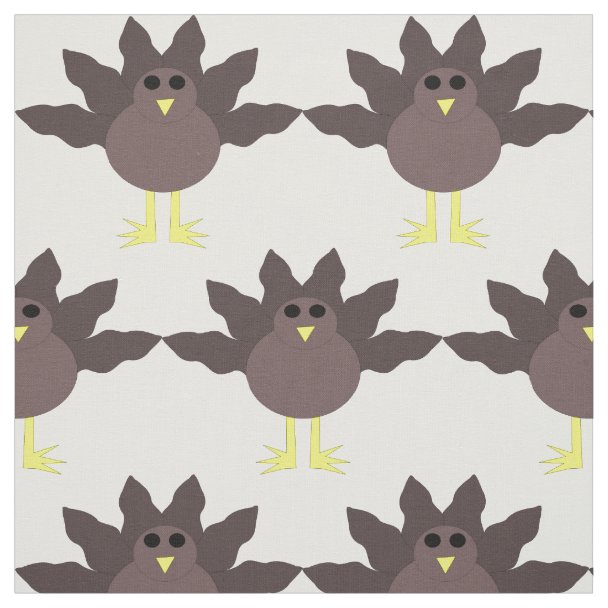 Cute Thanksgiving turkey cartoon pattern fabric | Zazzle