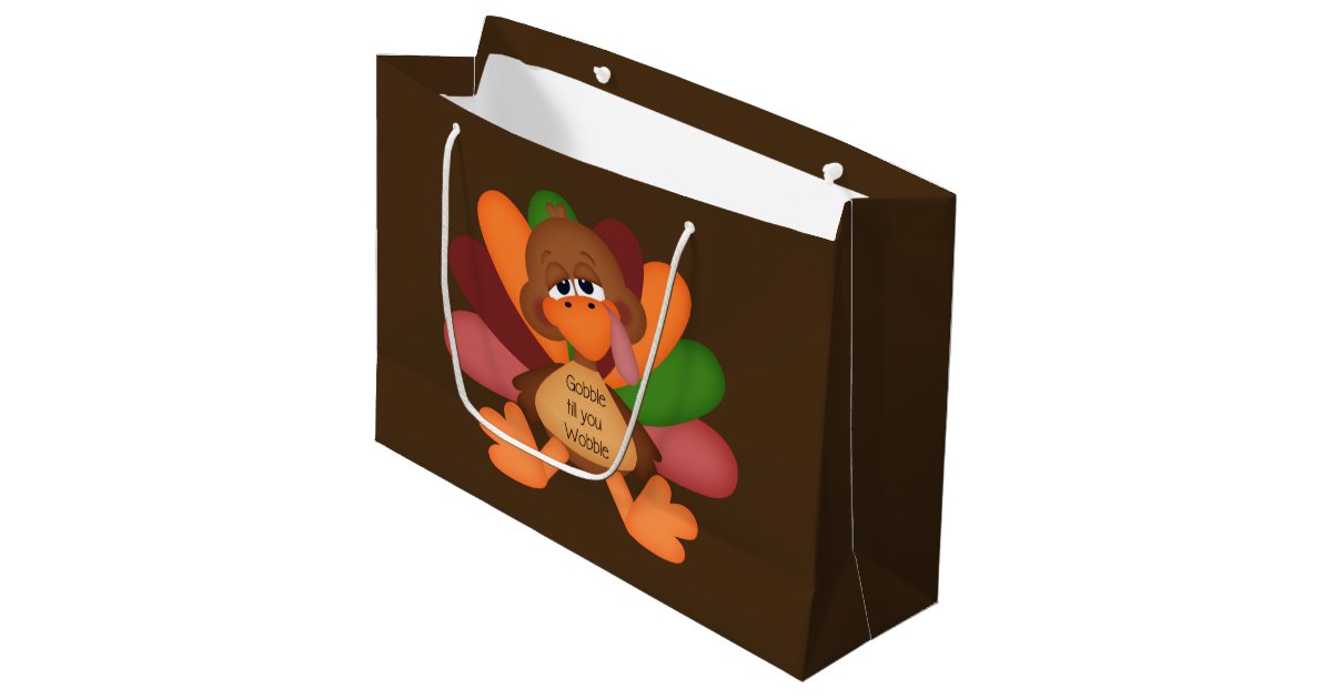 Funny Thanksgiving turkey large gift bag | Zazzle