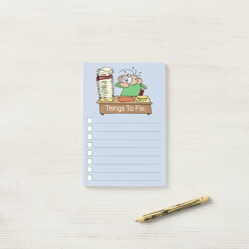 Funny Things To Fix List With Checkboxes Post-it Notes | Zazzle