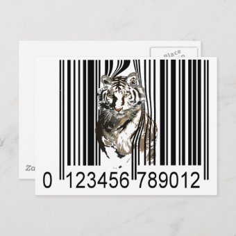 Funny tiger barcode vector postcard | Zazzle