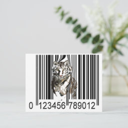 Funny tiger barcode vector postcard | Zazzle