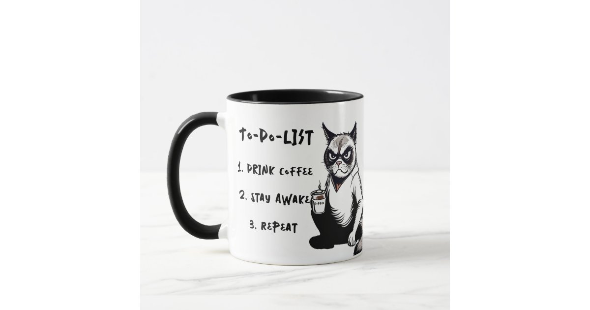 Funny "To Do List", Grumpy Cat Cartoon Coffee Mug | Zazzle