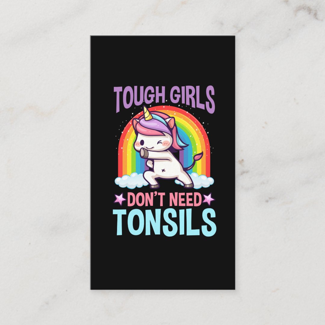 Funny Tonsil Removal Unicorn Kid Tonsillectomy Business Card | Zazzle
