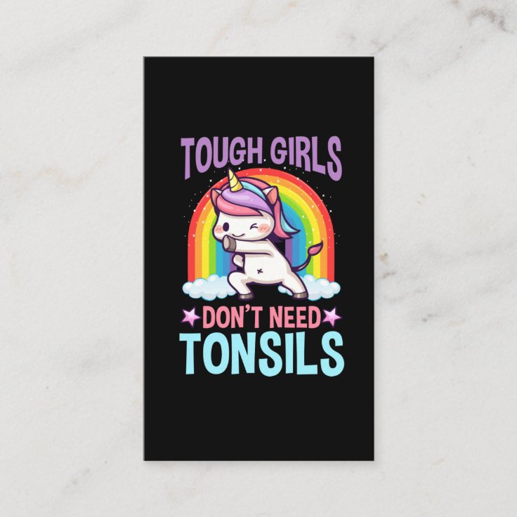 Funny Tonsil Removal Unicorn Kid Tonsillectomy Business Card | Zazzle