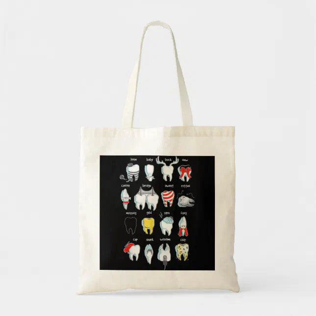 Funny Tooth Designs Dentist Teeth Dental Tote Bag | Zazzle