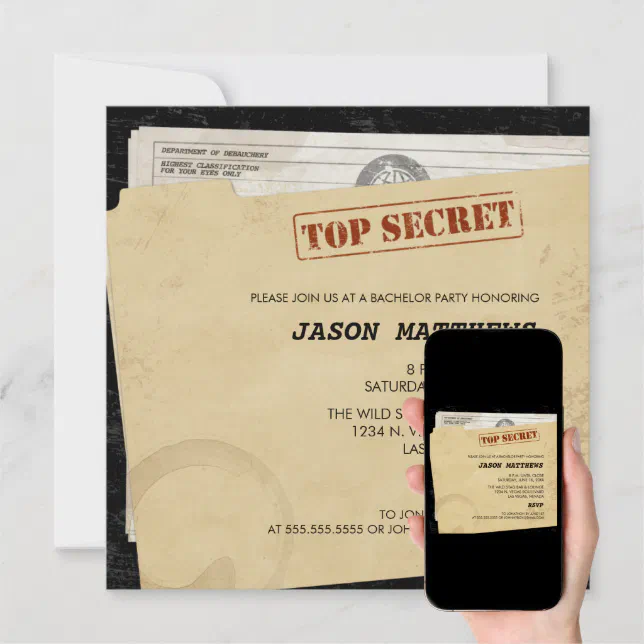 Funny Top Secret Bachelor Party Invitations | Zazzle