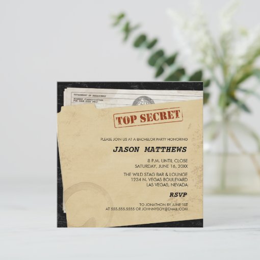 Funny Top Secret Bachelor Party Invitations | Zazzle