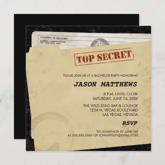 Funny Top Secret Bachelor Party Invitations | Zazzle
