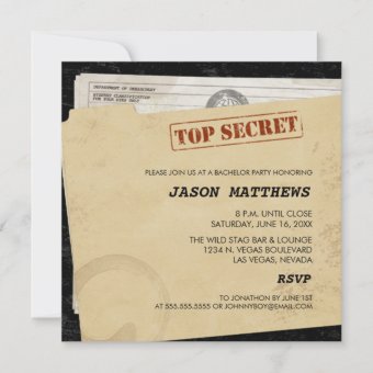 Funny Top Secret Bachelor Party Invitations | Zazzle