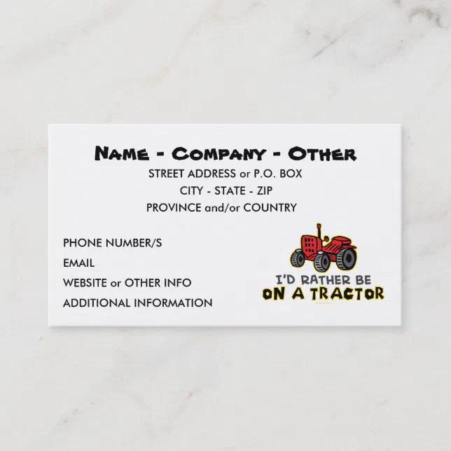 Funny Tractor Business Card | Zazzle