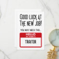Funny 'Traitor Badge' Coworker Leaving Thank You Card | Zazzle