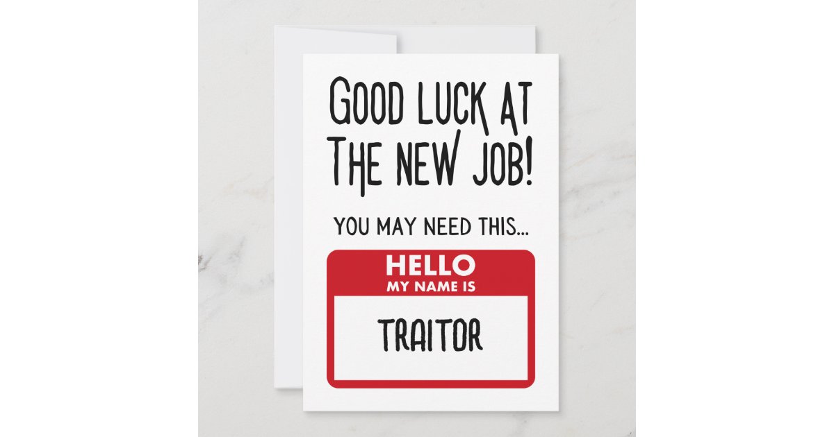Funny 'Traitor Badge' Coworker Leaving Thank You Card | Zazzle