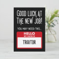 Funny 'Traitor Badge' Coworker Leaving Thank You Card | Zazzle