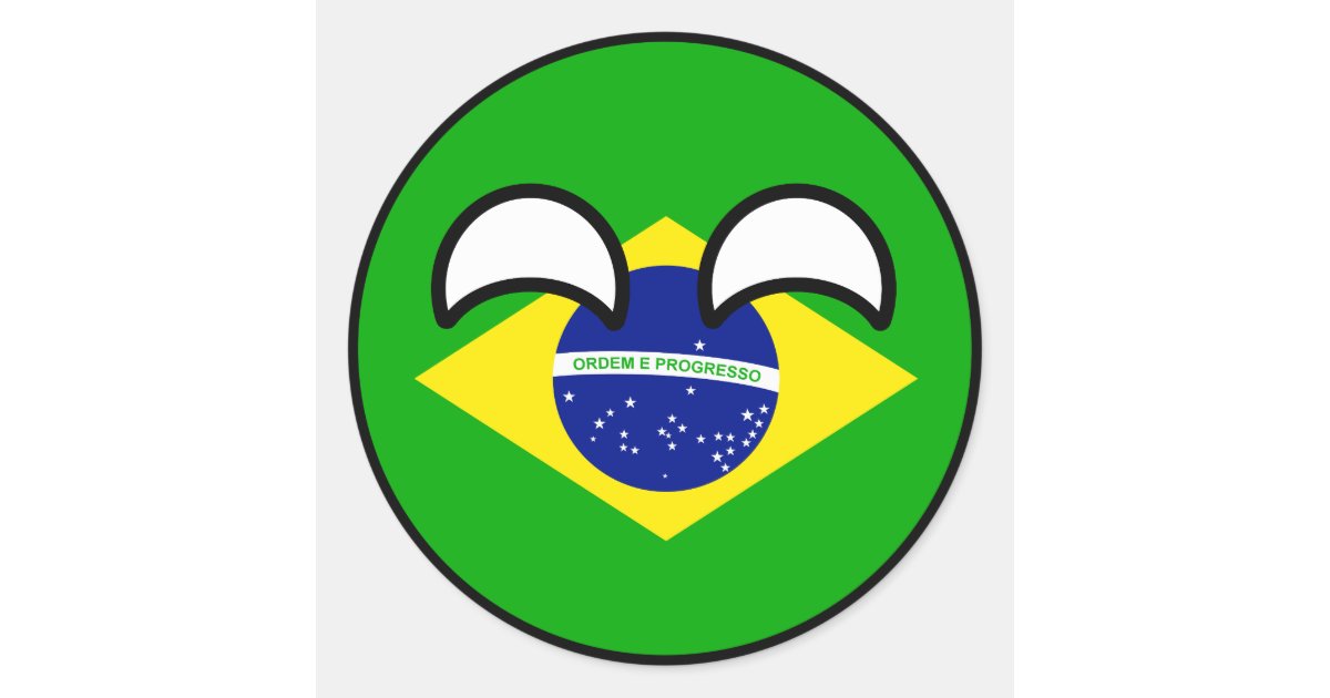 Funny Trending Geeky Brazil Countryball Classic Round Sticker | Zazzle
