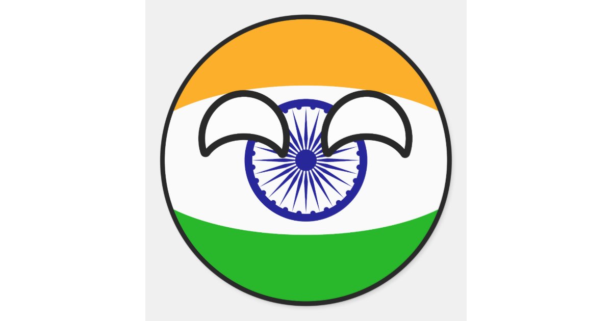 Funny Trending Geeky India Countryball Classic Round Sticker | Zazzle