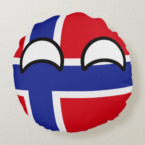 Funny Trending Geeky Norway Countryball Round Pillow | Zazzle