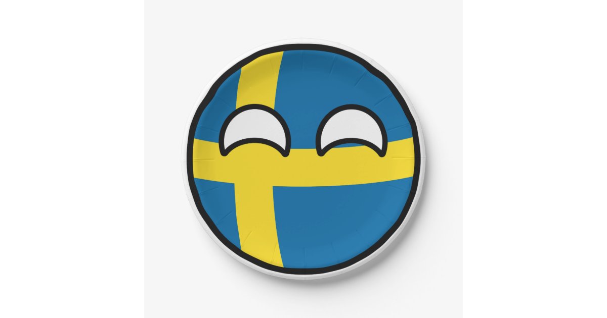 Funny Trending Geeky Sweden Countryball Paper Plates | Zazzle
