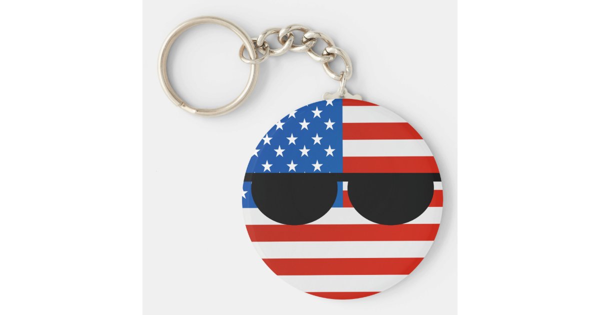 Funny Trending Geeky USA Countryball Keychain | Zazzle