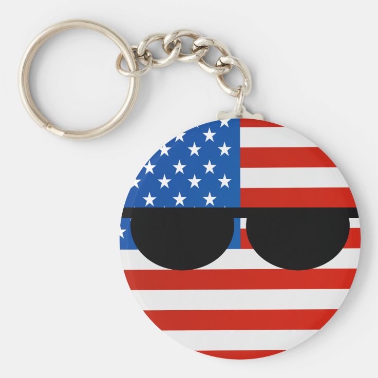 Funny Trending Geeky USA Countryball Keychain | Zazzle