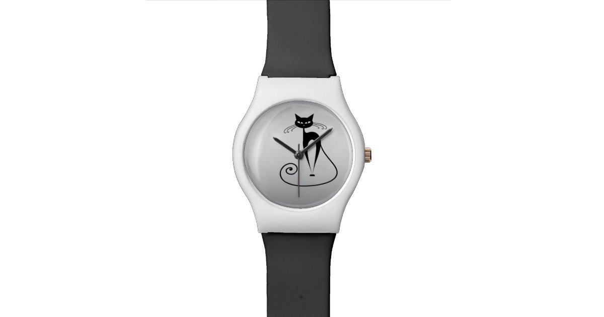 Funny trendy cat silver watch | Zazzle