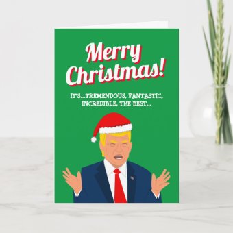Funny Trump cartoon Christmas greeting card | Zazzle