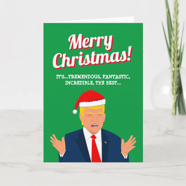 Funny Trump cartoon Christmas greeting card | Zazzle