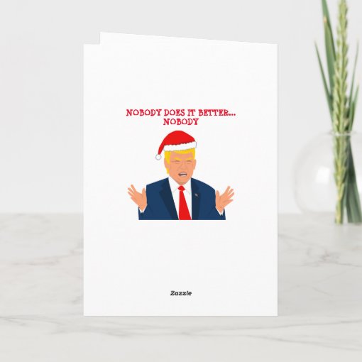 Funny Trump cartoon Christmas greeting card | Zazzle