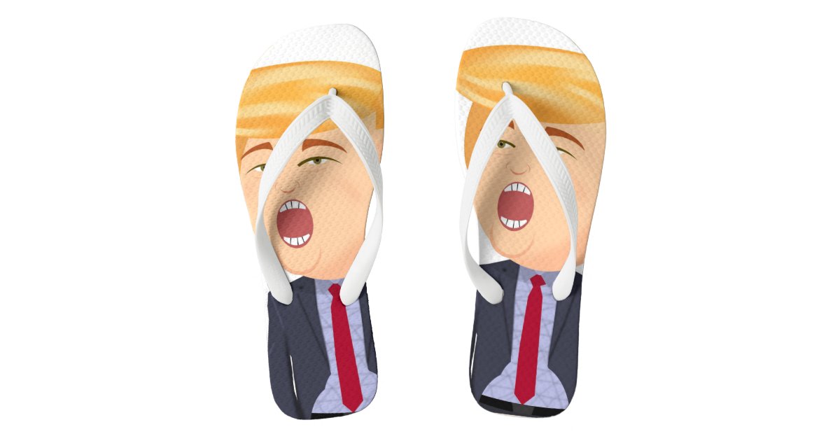 FUNNY TRUMP CARTOON FLIP FLOPS | Zazzle