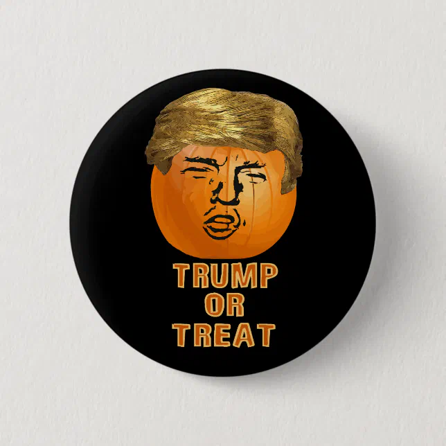 Funny Trump Halloween Trumpkin Pumpkin Button | Zazzle