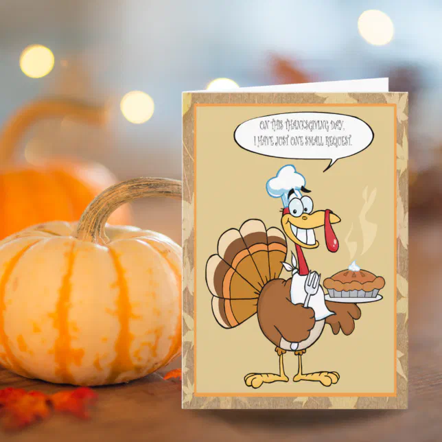 Funny Turkey Happy Thanksgiving Serving Pie Card | Zazzle