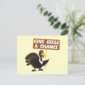 Funny Turkey spoof peace Holiday Postcard | Zazzle