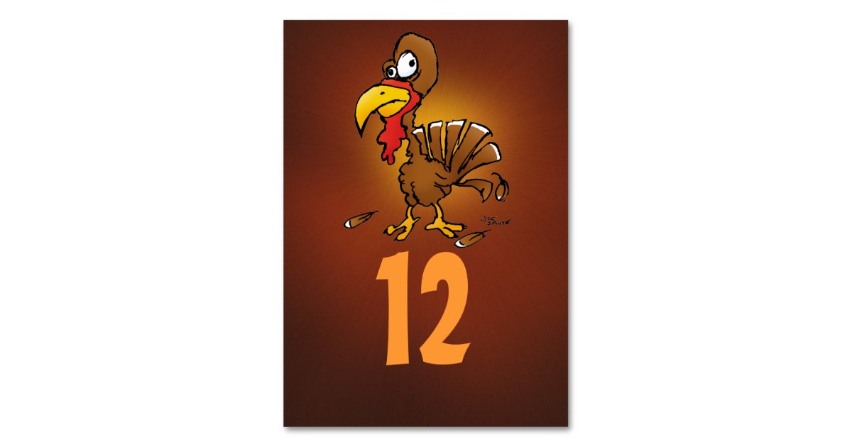 Funny Turkey Table Number Cards | Zazzle