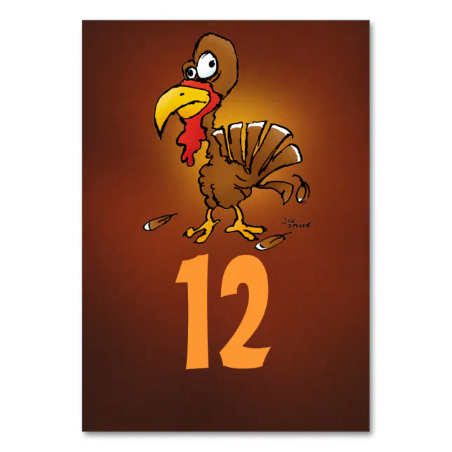 Funny Turkey Table Number Cards | Zazzle
