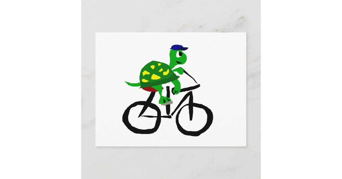 Funny Turtle Riding Bicycle Postcard | Zazzle