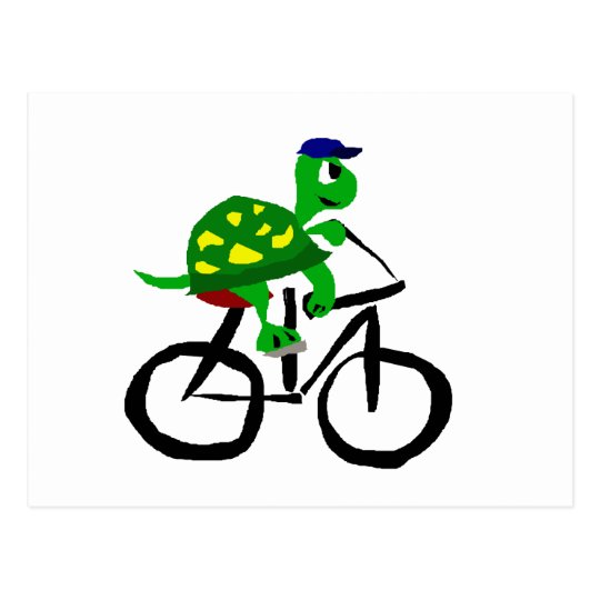 Funny Turtle Riding Bicycle Postcard | Zazzle.com