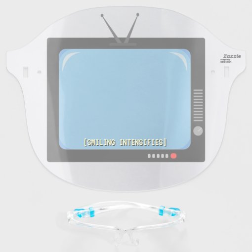 Funny TV Television Screen with Custom Caption Face Shield | Zazzle