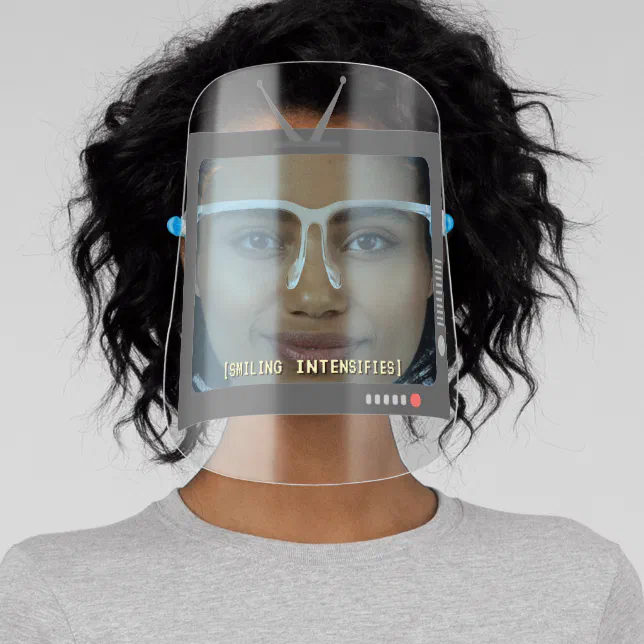 Funny TV Television Screen with Custom Caption Face Shield | Zazzle